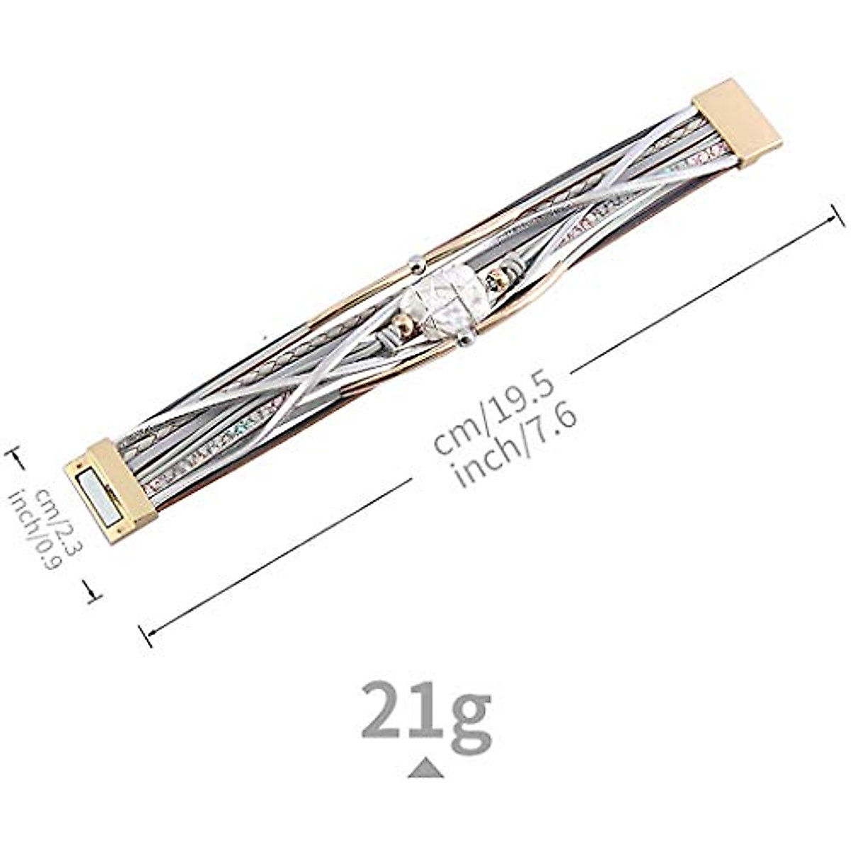 Fesciory Leopard Bracelet for Women, Boho Leather Wrap Multi-Layer Pearl Crystal Bracelet Bangle Jewelry(Gray Leather(Pearl))