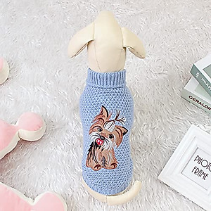 Neiwech Small Dogs Knitted Sweaters Medium Cats Soft Sweatshirts Pet Puppy Warm Winter Clothes Light Orchid Blue XL 82w590