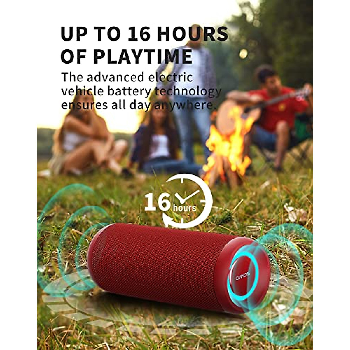SOWO Portable Bluetooth Speaker, Waterproof Speaker IPX7, 25W Loud Wirelss Speaker with Big Audio and Punchy Bass, Outdoor Bluetooth Speaker for Party, Beach, Travel, Girls Gifts - Red