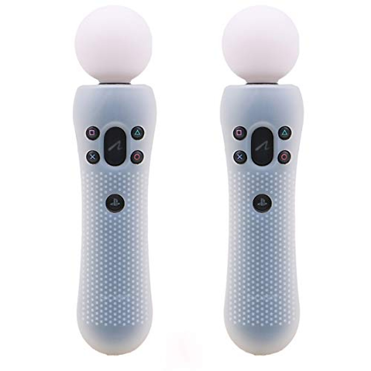 2 pcs Silicone Rubber Cover Anti-Slip Protective Skin Case for Playstation PS4 VR Move PS Move Motion Controller White