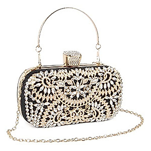 SUKUTU Gorgeous Women Sparkling Evening Bag Rhinestone Beaded Clutch Purse Glitter Bridal Prom Party Handbag