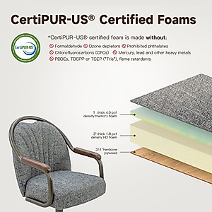 Chromcraft Set of 2 Kitchen Dining Chairs Swivel-Tilt Caster Dining Room Chairs Upholstered Memory Foam Chairs with Soft Wheels Rolling Chairs for Kitchen and Dining Room(Ravenrock Indigo-Walnut)