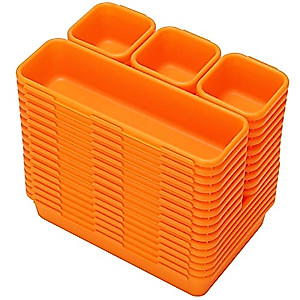 42 Pack Tool Box Organizer Tool Tray Dividers, Rolling Tool Chest Cart Cabinet Workbench Desk Drawer Organization and Storage for Hardware, Parts, Screws, Nuts, Small Tools Organization(Orange)