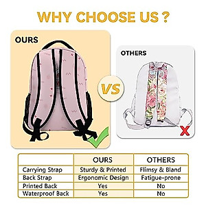 MEETUHONEY Strawberry Backpack for Girls - 16 Inch Cute Backpack for School - Light Pink Lightweight Durable Bookbag for Kids
