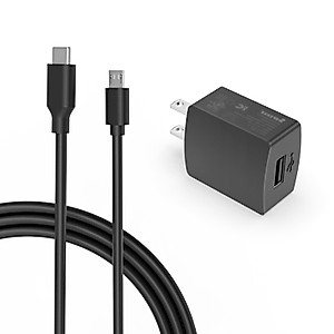 2 Cable Micro USB Type C 2in1 AC Charger Fit for Tribit stormbox xsound, Doss soundbox, OontZ Angle 3 Bluetooth Speaker Wireless Headphones Earbuds Charging Power Adapter Supply Cord