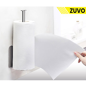 Paper Towel Holder Under Cabinet - (Silver) Adhesive Paper Towel Holders with Stainless Steel - Stick or Screw Towel Holders for Kitchen Cabinet, Bathroom, Wall Mount