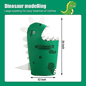 HOMBYS Glow in The Dark Dinosaur Hamper-Kids Laundry Basket, Large Cute Design Storage Bin for Toys& Clothes, Dinosaur Room Decor for Boys&Girls, Laundry Hamper with Handles, Durable-23.6"x11.6"x11.6