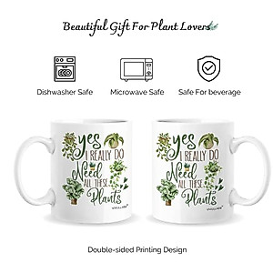 Vivulla68 Gardening Gifts For Women Unique, Gifts For Gardeners, Gardening Mug, Plant Lover Gifts For Woman, Plant Mom Coffee Mug, Yes I Really Do Need All These Plants Cup 11 Oz With Keychain