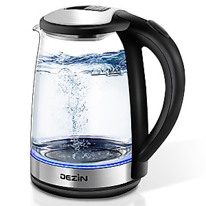 Dezin Electric Kettle, BPA Free Glass Electric Tea Kettle, 304 Stainless Steel Hot Water Kettle Warmer 1.8L with Fast Boil, Auto Shut-Off Boil Dry Protection Tech for Coffee, Tea