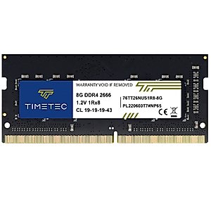 Timetec 8GB DDR4 2666MHz (DDR4-2666) PC4-21300 ((PC4-2666V) Non-ECC Unbuffered 1.2V CL19 1Rx8 Single Rank 260 Pin SODIMM Laptop Notebook PC Computer Memory RAM Module Upgrade (8GB)
