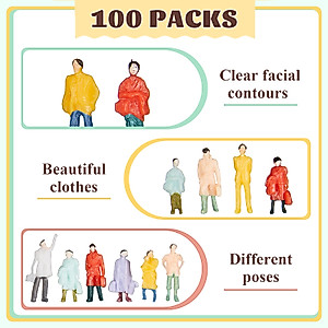 Hungdao 100 Pcs Small 1: 87 Ho Scale Tiny People Figurines Miniature People Figurines for Park Street Miniature Scenes Sitting Standing Tiny People Architectural People Painted Figures