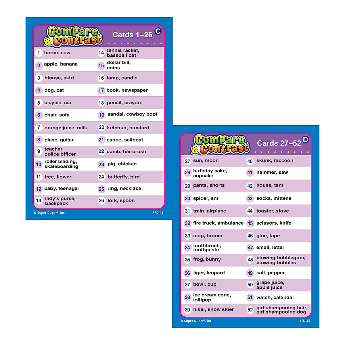 Super Duper Publications | Compare and Contrast Fun Deck | Language Development and Reasoning Skills Flash Cards | Educational Learning Materials for Children