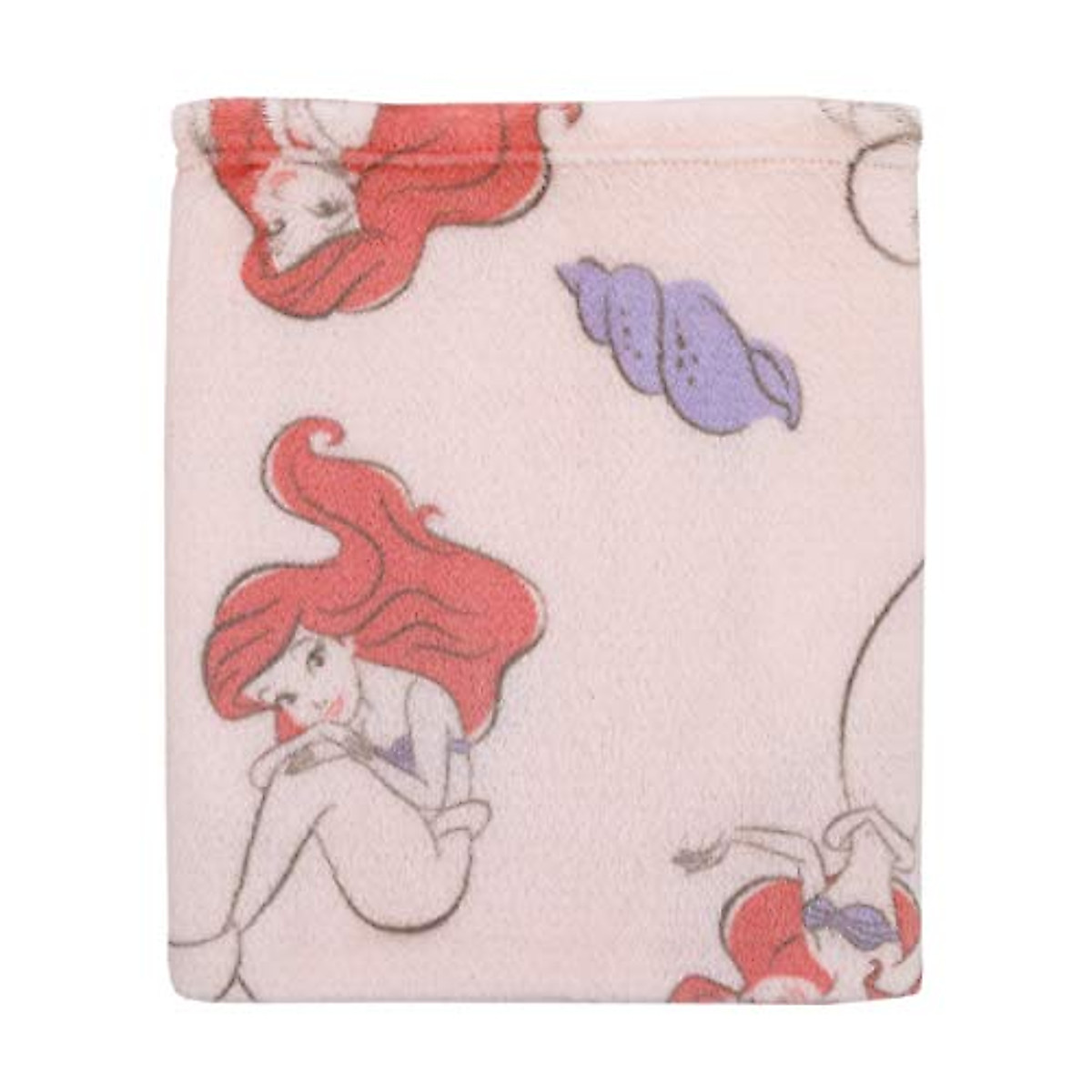 Disney The Little Mermaid Super Soft Ariel Starfish Seashell French Fiber Baby Blanket, Pink, Purple, Red