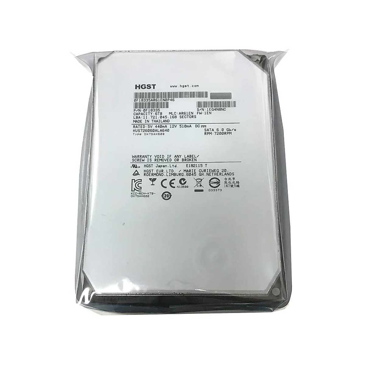HGST Ultrastar HE6 HUS726060ALA640 (0F18335) 6TB 7200RPM 64MB Cache SATA 6.0Gb/s 3.5inch Enterprise Hard Drive - w/3 Year Warranty (Renewed)