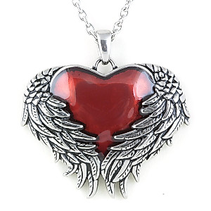 Controse Women's Silver-Toned Stainless Steel - Guarded Heart Necklace with Pendant 28"