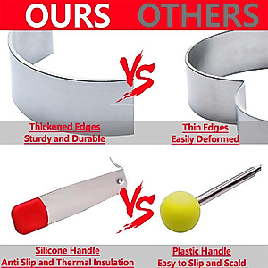 Heart Shaped Pancake Mold Egg Rings Nonstick Stainless Steel Fried Egg Molds With Insulated Handle Heart Pancake Shapes Mold with Oil Brush and Egg Separator for Breakfast Mother's Day Gift