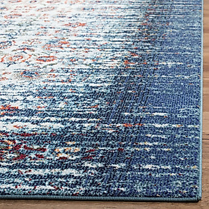 SAFAVIEH Monaco Collection Accent Rug - 3' x 5', Blue & Multi, Boho Abstract Distressed Design, Non-Shedding & Easy Care, Ideal for High Traffic Areas in Entryway, Living Room, Bedroom (MNC208J)
