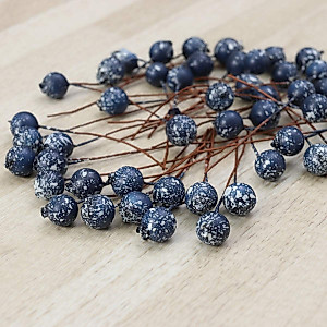 Healifty Christmas Berry Pick 50pcs Christmas Artificial Berries Stems Blue Holly Floral Picks for DIY Crafts Christmas Flower Arrangement Wreaths Holiday Decor Christmas Artificial Berry