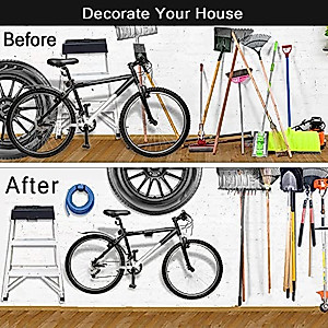 Magacyo Garage Organizer Wall Mount Tool Organizer, Heavy Duty Shed Organizer, All Metal Garden Tool Rack Tool Hangers for Garage Wall, Garage Tool Organizer for Rake, Broom and Yard Tools, 2 Pack