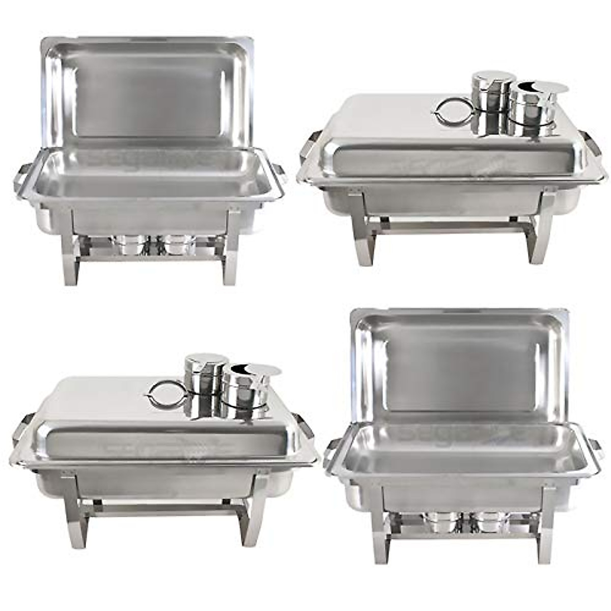 Uniquely Designed Frame, 4 Pack Catering Stainless Steel Chafer Chafing Dish Sets 8 Qt Party Pack