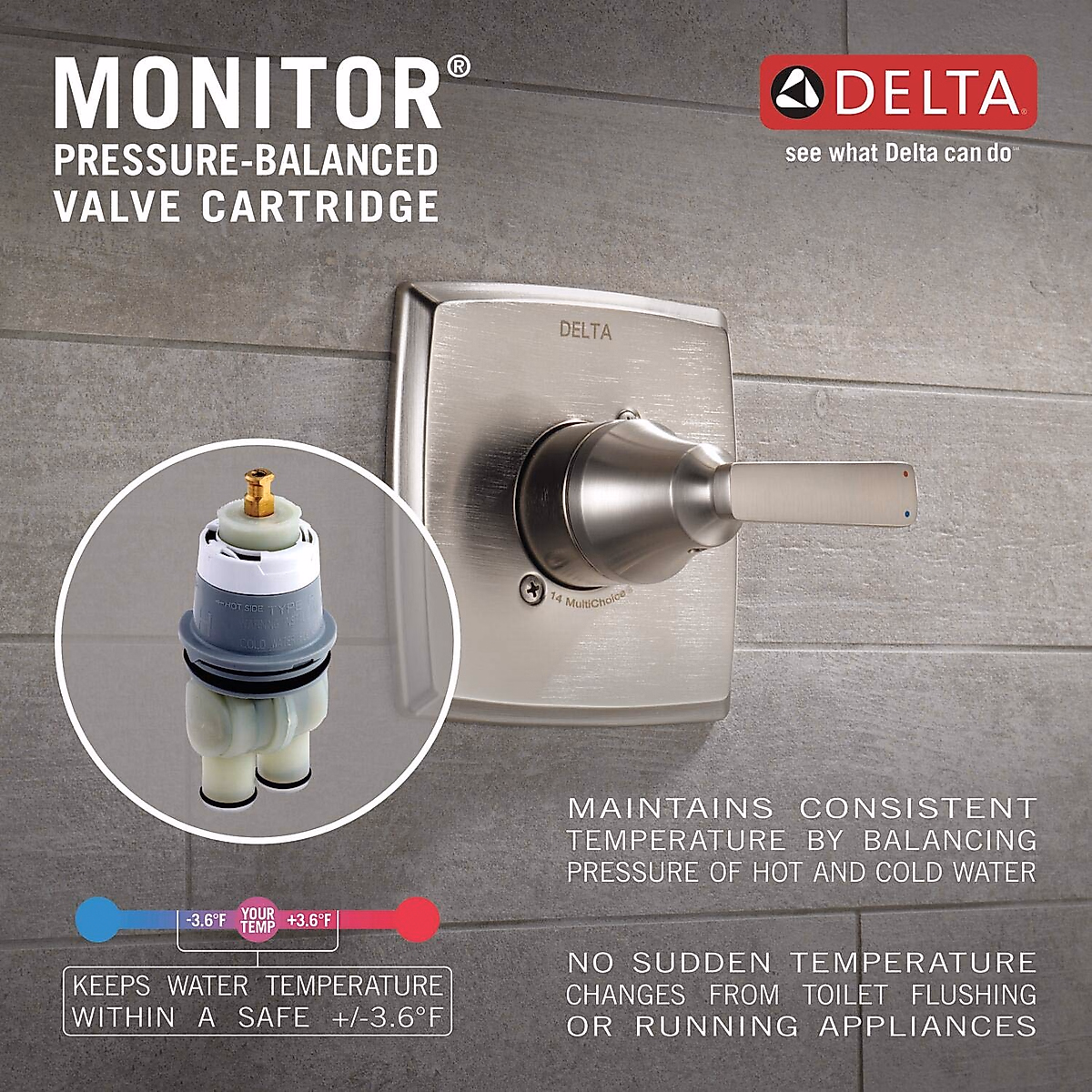 Delta Faucet Foundations Brushed Nickel Shower Faucet Set with 2-Spray Brushed Nickel Shower Head, Shower Trim Kit, Shower Faucet Sets Complete, Stainless BT13210-SS (Valve Not Included)