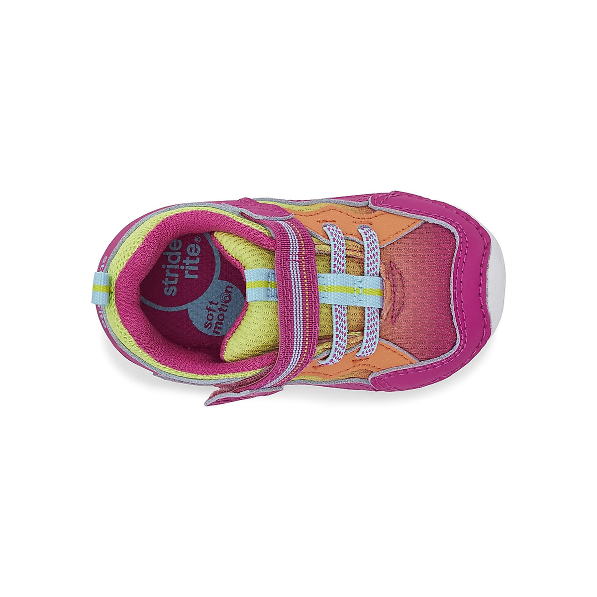 Stride Rite Baby Girls Soft Motion Kylo Athletic Sneaker, Pink/Neon, 3.5 Wide Infant