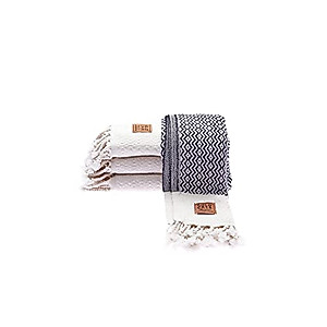 GOLD CASE Zeus Original Turkish Hand Towels - Set of 4-20x40 100% Cotton Decorative Bathroom and Kitchen Towel for Hand, Face, Hair, Head, Farmhouse, Yoga, Gym. Tea Towel & Dishcloth, Black