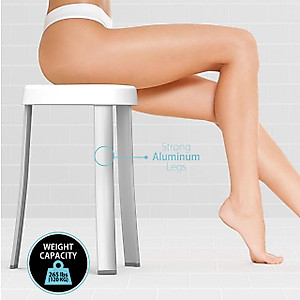Better Living Products 70060 SPA Seat Shower Stool with Rust Proof Aluminum Legs, White,15.25" x 15.25" x 18"