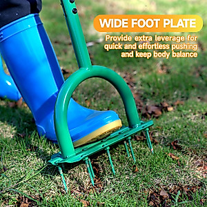 Lawn Aerator Spikes Aerating Tool, Manual Yard Aerator Tools with 13 Soil Spikes, T-Handle, Wide Foot Plate, Yard Aerators for Lawn Yard & Garden