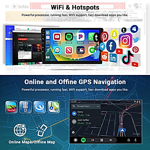 2+64GB Android 13 Double Din Car Stereo Wireless Apple Carplay Android Auto 9 Inch Bluetooth Touchscreen Car Radio in Dash GPS Navigation HiFi WiFi FM Mic Backup Camera