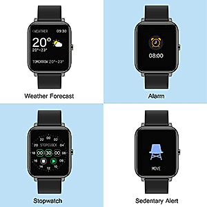 Popglory Smart Watch, Smartwatch with Blood Pressure, Blood Oxygen Monitor, Fitness Tracker with Heart Rate Monitor, Full Touch Fitness Watch for Android & iOS for Men Women