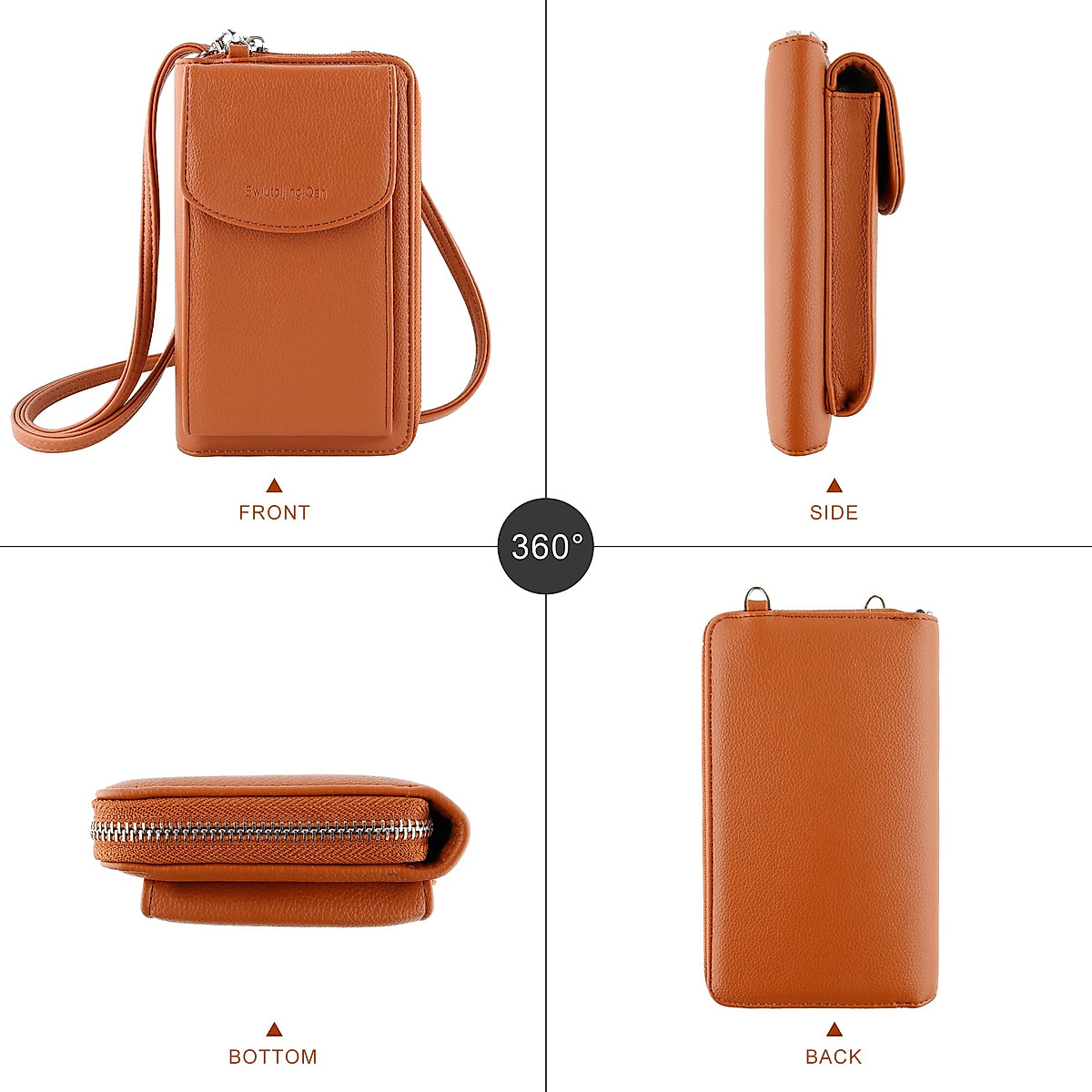 EwiutoijngiQan PU Ladies Leather RFID Blocking Crossbody Mobile Phone Bag Ladies Wallet, Fashion One Shoulder Strap Bag