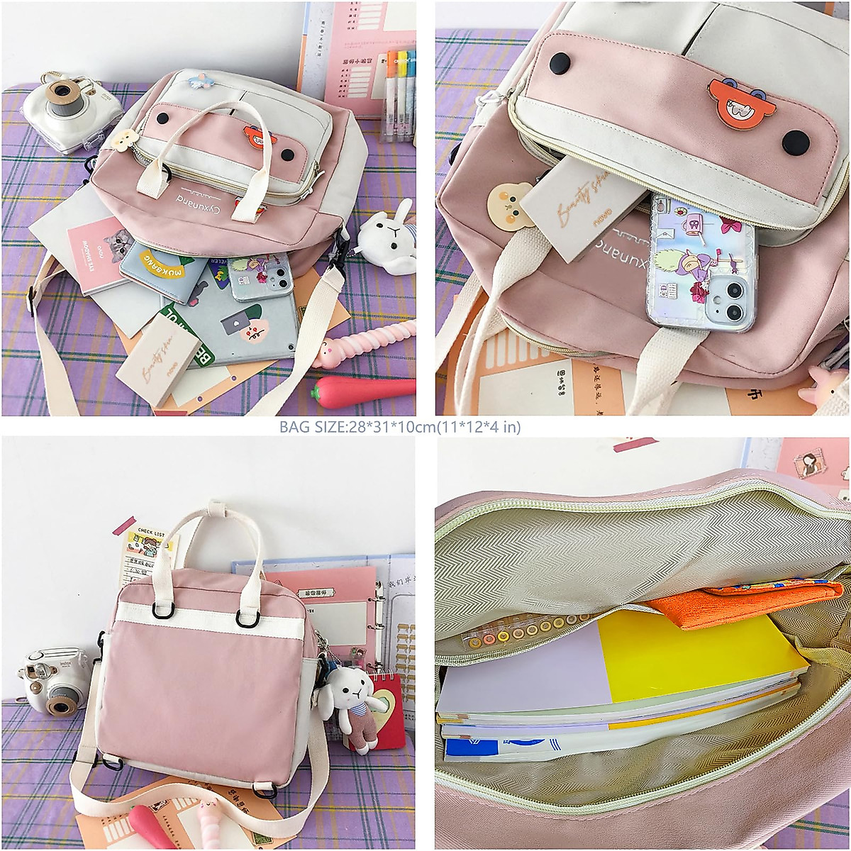 Cute Bags For School Kawaii Japanese Bag Multifunction Laptop,Aesthetic Backpacks for Teen Girls Kids Messenger Lunch Totes(black)