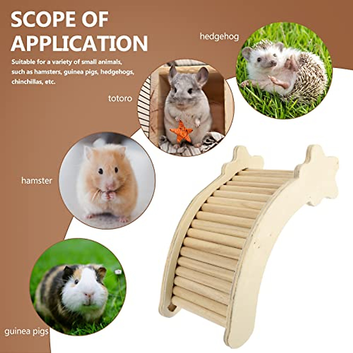 Ipetboom Hamster Climbing Ladder Rat Ladder Toys Hamster Cage Ladders Chinchilla Training Ladder Chinchilla Climbing Toy Hamster Ladder Hamster Toys Reptile Bridge Wood Ladder Toy