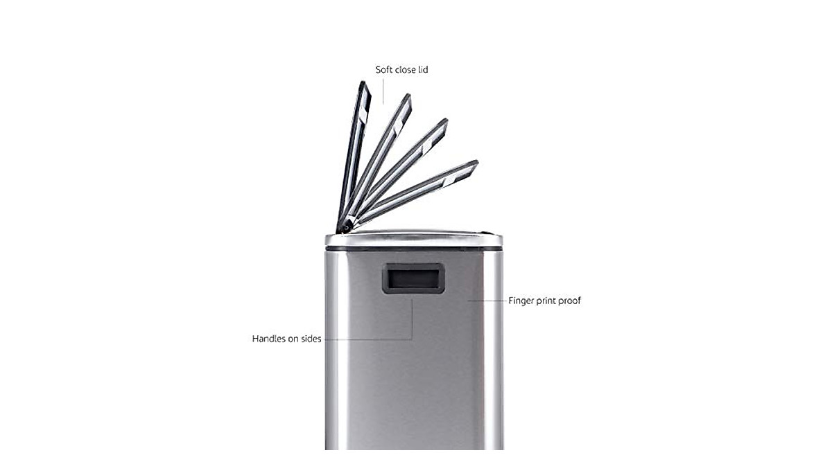 Amazon Basics 30L Dual Bin Soft-Close Stainless Steel Trash Can