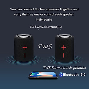 Zlinke 2 in 1 Portable Split Bluetooth Speaker,IPX7 Waterproof Wireless Speaker with 10W Loud Stereo Sound,Deep Bass Subwoofer,Bluetooth 5.0, 10H Playtime,66ft Bluetooth Range,TWS Pairing for Home