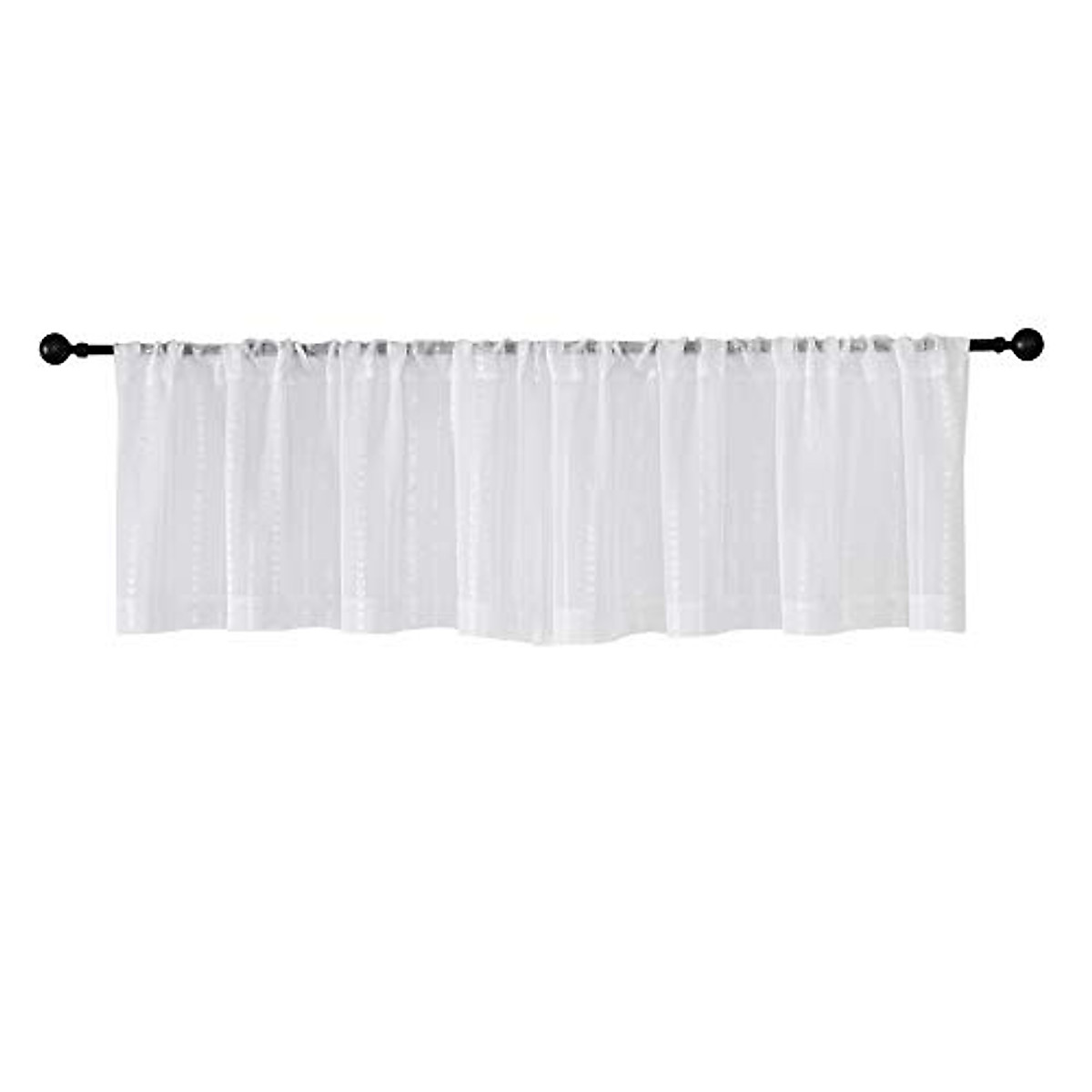 Fragrantex White Valances for Windows 1 Pack Pinstriped Sheer Window Toppers for Bay Window with Arrow Pattern Farmhouse Cafe Small Bathroom Valance Curtains 17" L,Rod Pocket,54" Wx17 Lx1