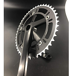 DONSP1986 Crankset Set Single Speed 46T 170mm Crankarms 130 BCD for Mountain Road Bike Fixed Gear Bicycle (Square Taper, Black) (46T, Sprocket)