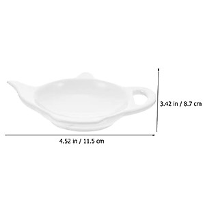 LIFKOME Tea Holder Tea Holder 3 Pcs Ceramic Tea Bag Holder Teapot Shaped Teabag Coaster Tray Tea Bag Saucer Seasoning Dish for Home Kitchen White Tea Party Favors Ceramic Coasters