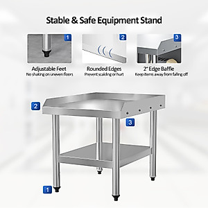 ROVSUN Stainless Steel Equipment Stand 24" L x 30" W x 26" H with Adjustable Undershelf, NSF Commercial Heavy Duty Work Table & Grill Stand Table for Restaurant, Home and Hotel Kitchen