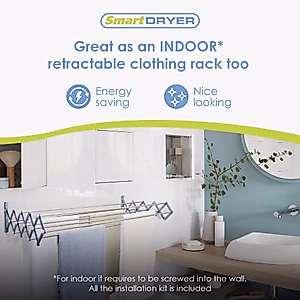 The Original Smartdryer RV Ladder Clothes Drying Rack, Outdoor Clothes Drying Rack, Wall Mounted Drying Racks for Laundry - Full Size Version - 46 Inch