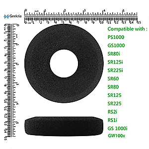 Geekria Comfort Foam Replacement Ear Pads for GRADO PS1000, GS1000, SR80e, SR80i, SR125i, SR225i, SR60, SR80, SR125 GW100x Headphones Earpads, Headset Ear Cushion Repair Parts (Black)