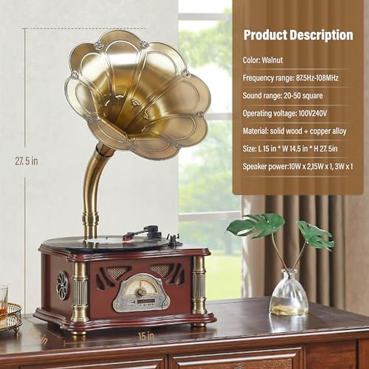 Vintage Bluetooth Gramophone - HZLSBL Turntable