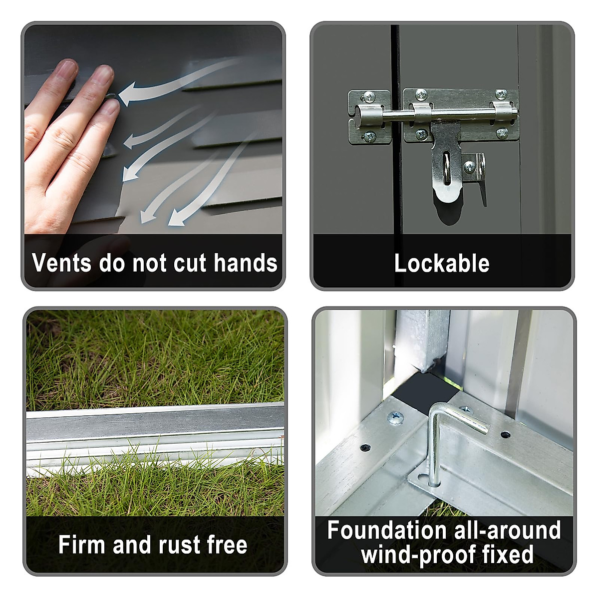 6x8 FT Outdoor Storage Shed, Garden Tool Storage Shed with Sloping Roof and Double Lockable Door, Outdoor Shed for Garden Backyard Patio Lawn