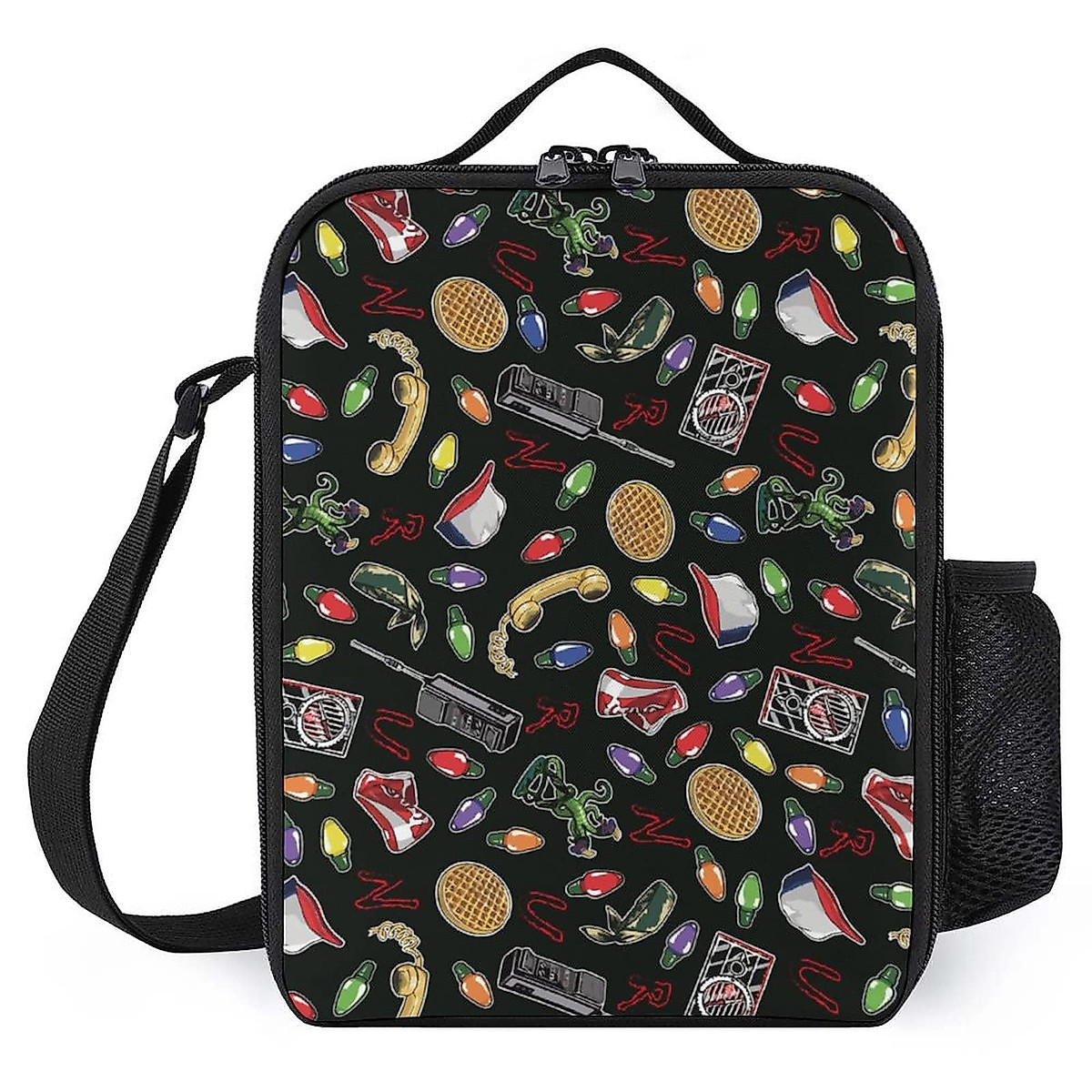 CHSSONG Stranger ST Insulated Lunch Box Dinner Bag Leakproof Cooler Portable Handbag Reusable Thermal Tote Bag With Adjustable Shoulder Strap Black, ST-BLACK, 25x20x8cm(9.8x7.9x3.1inch)