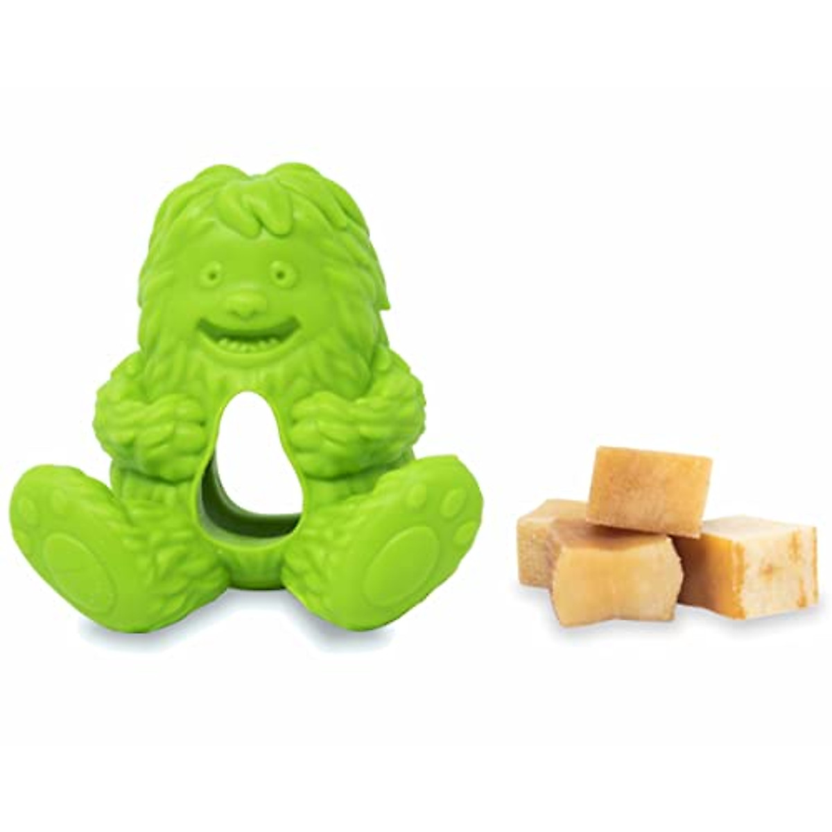 Yeti Puff and Play Dog Toy Interactive Nuggets Treats Dispenser Puzzle, Fun Stimulating Chew Toy for Teething, Behavior Training, Anxiety Calming, for Light to Moderate Chewers, Green