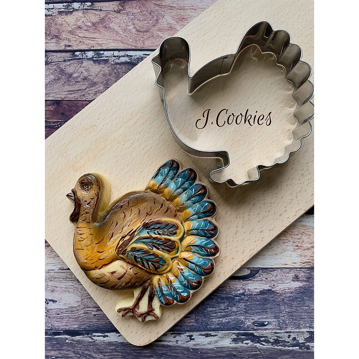 LILIAO Fall Thanksgiving Cookie Cutter Set, 7 Piece, Pumpkin, Turkey, Maple Leaf, Oak Leaf, Turkey Leg, Squirrel and Acorn Biscuit Cutters, Stainless Steel