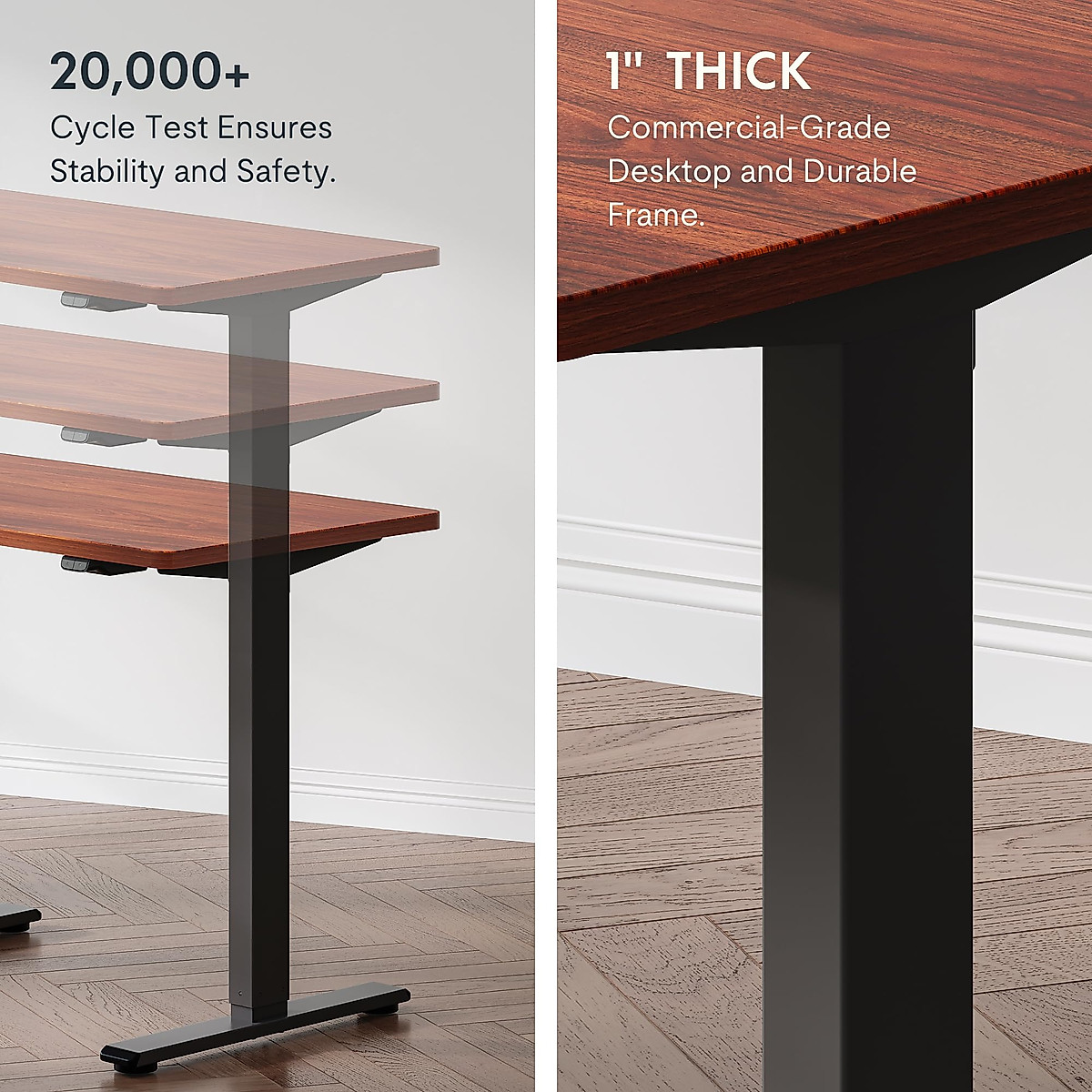 FLEXISPOT EC1 Standing Desk 55 x 28 Inches Electric Stand Up Desk Workstation, Whole-Piece Desk Board Home Office Computer Height Adjustable Desk (Black Frame + 55" Mahogany Top 2 Packages)