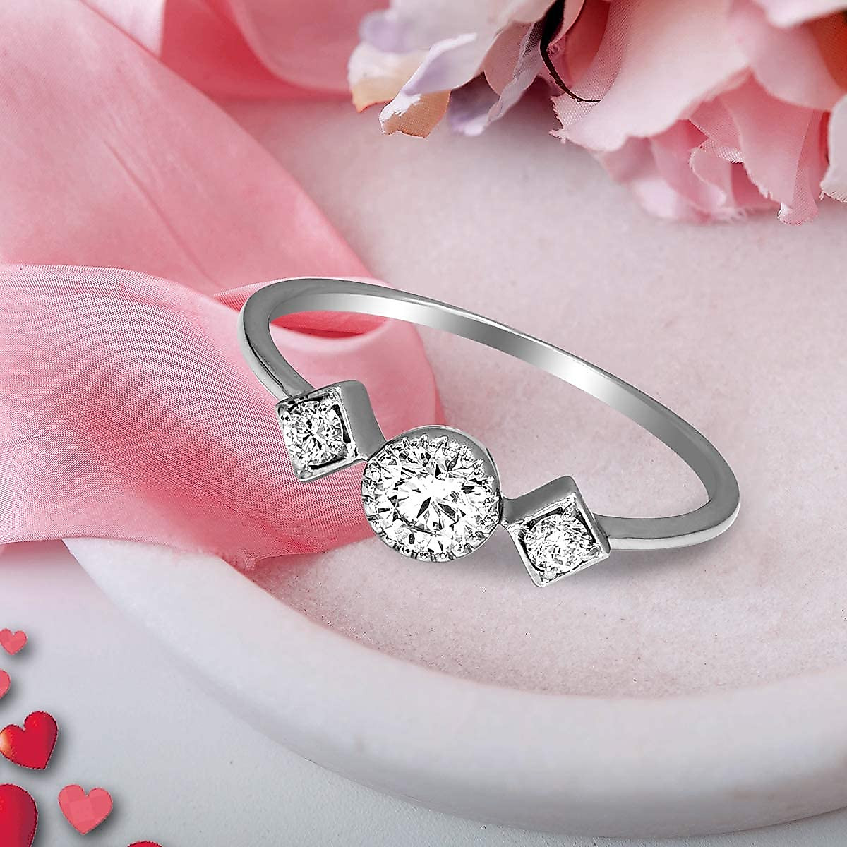 1/3 Carat | 10K White Gold | Lab Grown Solitaire 3 Stone Diamond Ring Prong Setting | Brilliant-Cut Round Shape Diamond | F-G Color, SI1-SI2 Clarity Friendly Diamonds