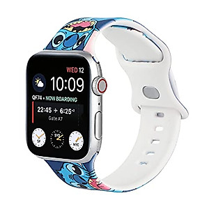 HYHMXB Cute Cartoon Monster Pattern Watch Bands Compatible with Apple Watch 38mm 40mm 41mm for Kids Girl Boy, Grade Soft Silicone Sports Wristband Strap for iWatch SE & Series 8/7/6/5/4/3/2/1